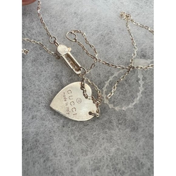 Gucci | Jewelry | Gucci Silver Engraved Heart Trademark Necklace | Poshmark